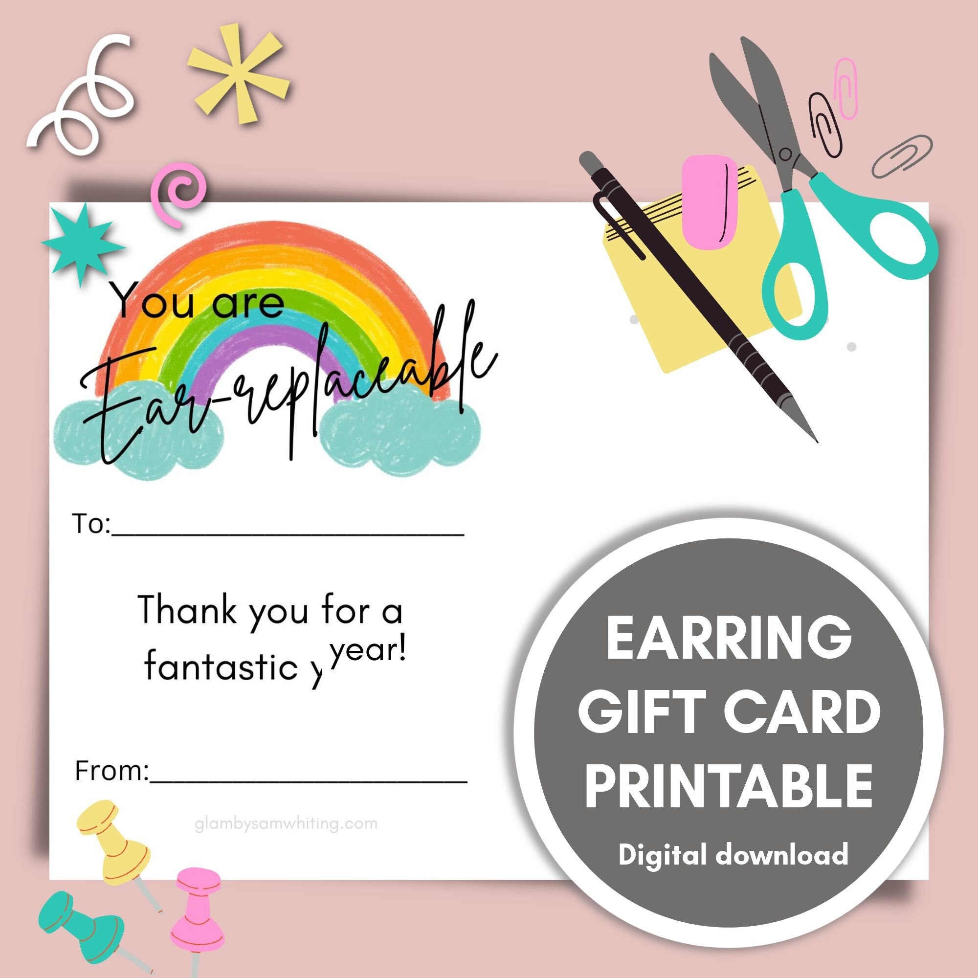 Teacher Earring Gift Tag Printable // Digital Download - Etsy