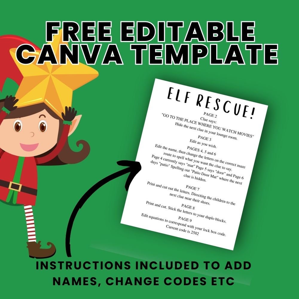 Christmas Elf Rescue Escape Room Kit. Digital Download, Edit and Print ...