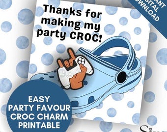 Croc Charm Printable Gift Card: Party Favor Jibbitz (digital Download ...