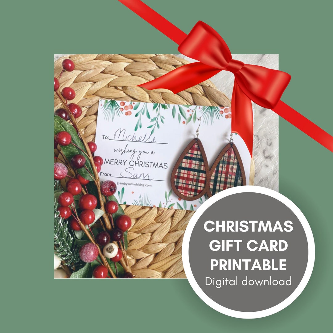 Holly Christmas Earring/jewellery Card Printable, Christmas Gift ...