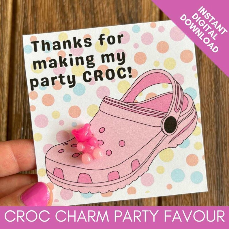 Croc Charm Printable Gift Card: Party Favor Jibbitz (digital Download ...