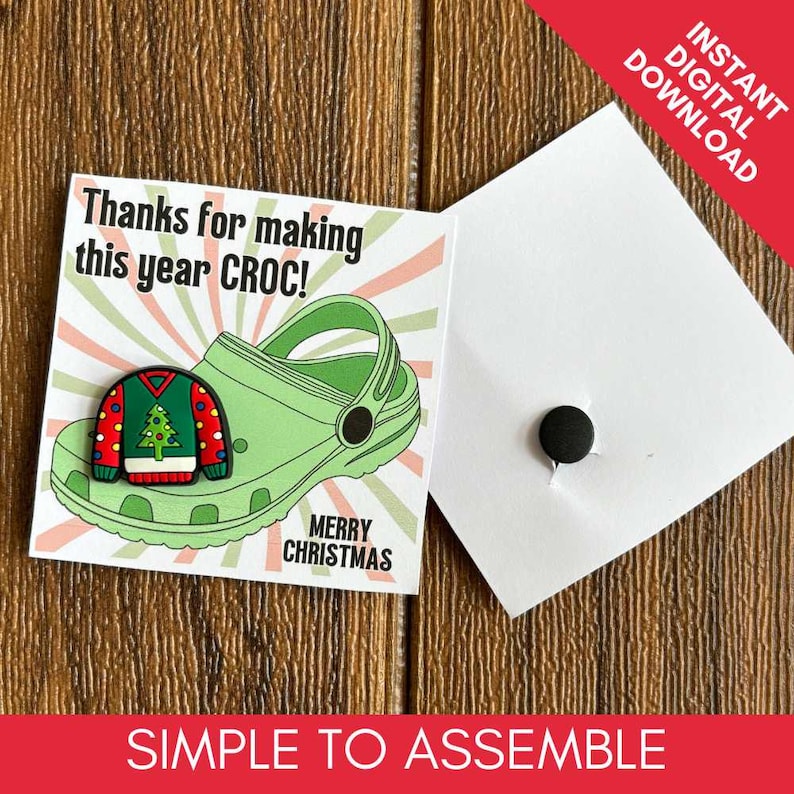 Christmas X6 Croc Charm Jibbitz Gift Card Printable File / Digital ...