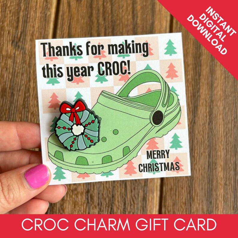 Christmas X6 Croc Charm Jibbitz Gift Card Printable File / Digital ...