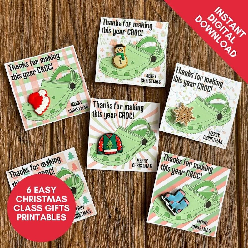 Christmas X6 Croc Charm Jibbitz Gift Card Printable File / Digital ...