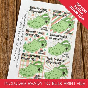 Christmas X6 Croc Charm Jibbitz Gift Card Printable File / Digital ...