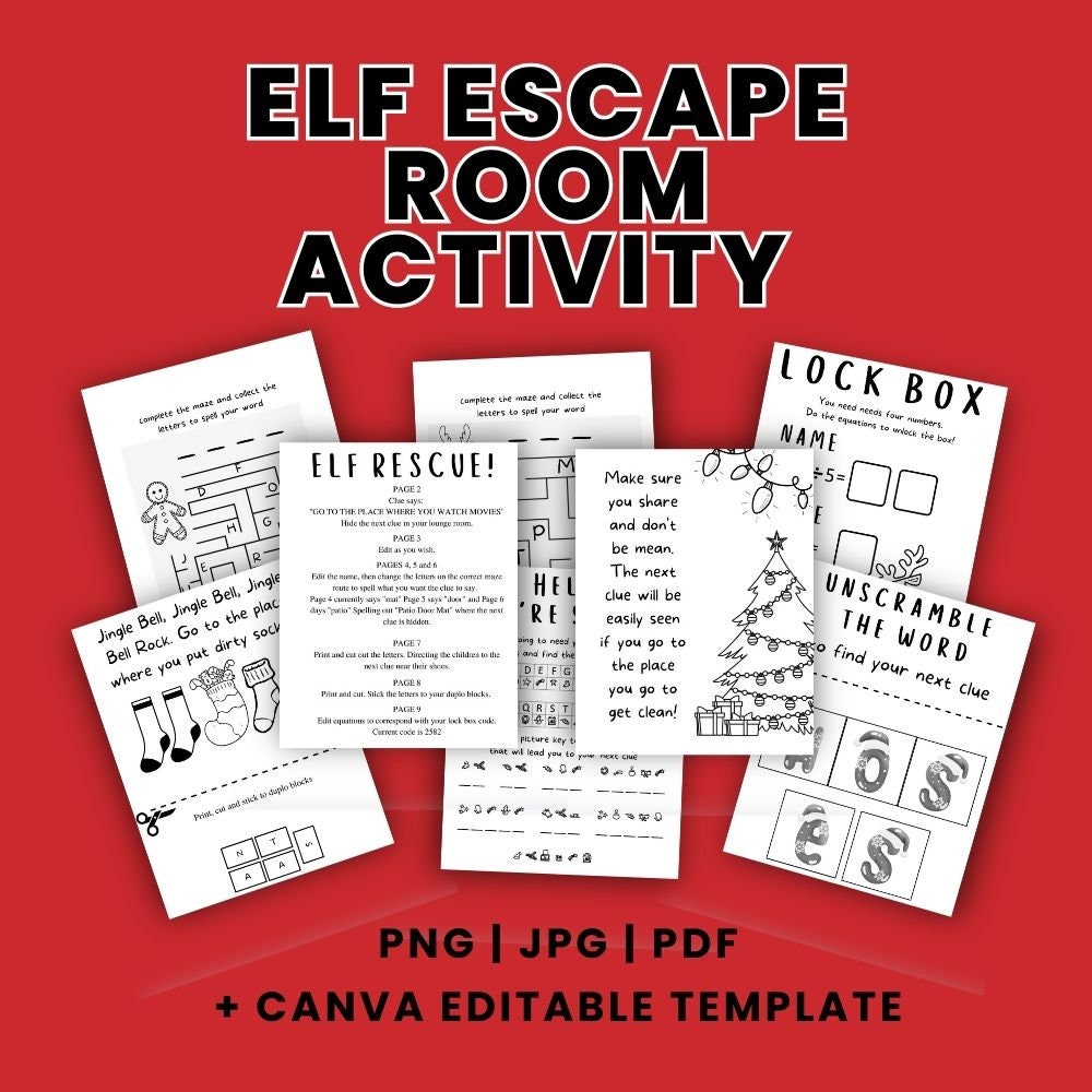 Christmas Elf Rescue Escape Room Kit. Digital Download, Edit and Print ...