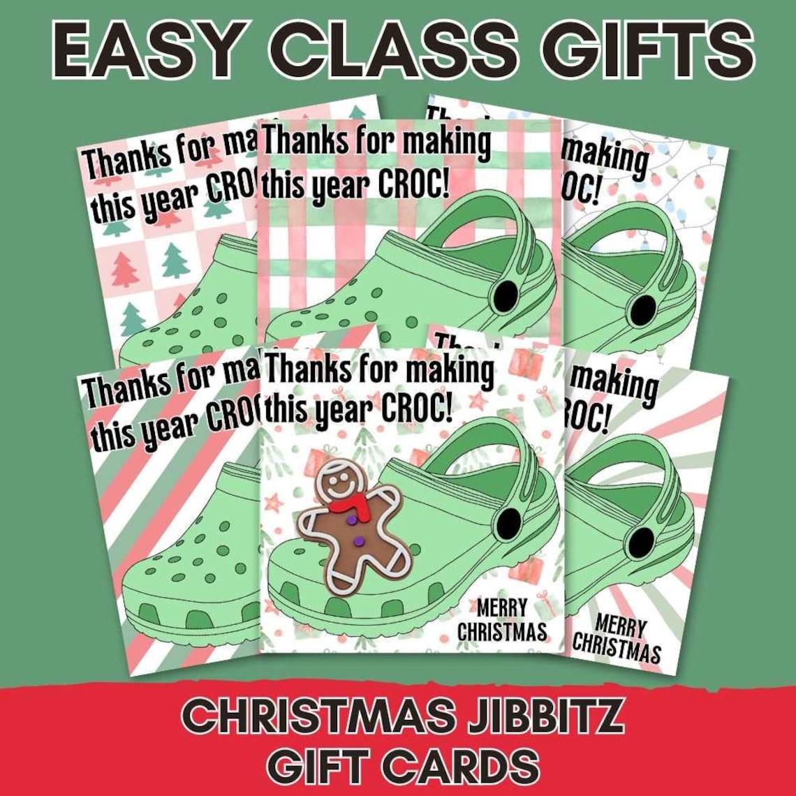 Christmas Croc Charm Gift Card: Class Holiday Favors (digital Download ...