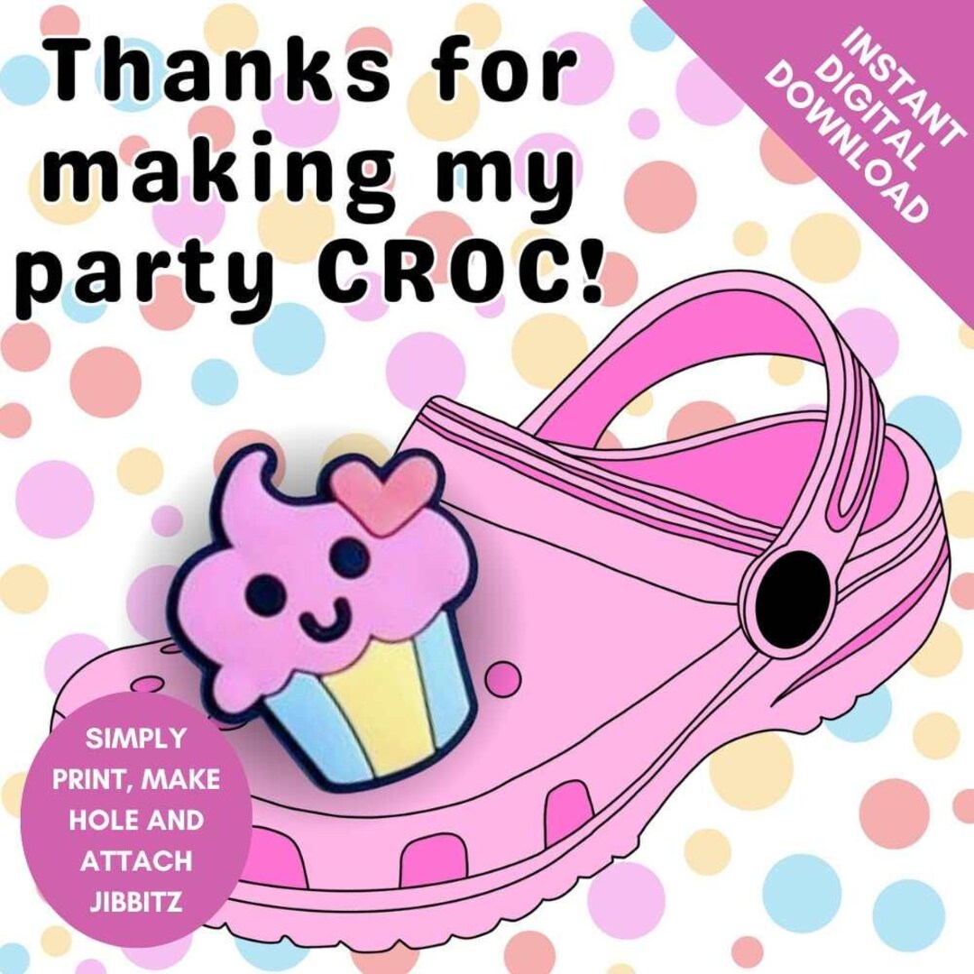Croc Charm Printable Gift Card: Party Favor Jibbitz (digital Download ...
