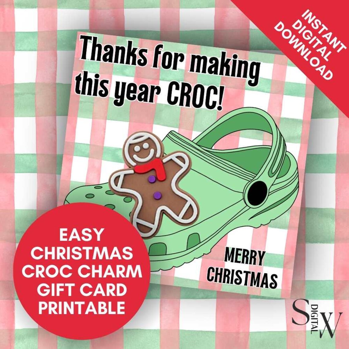 Christmas X6 Croc Charm Jibbitz Gift Card Printable File / Digital ...