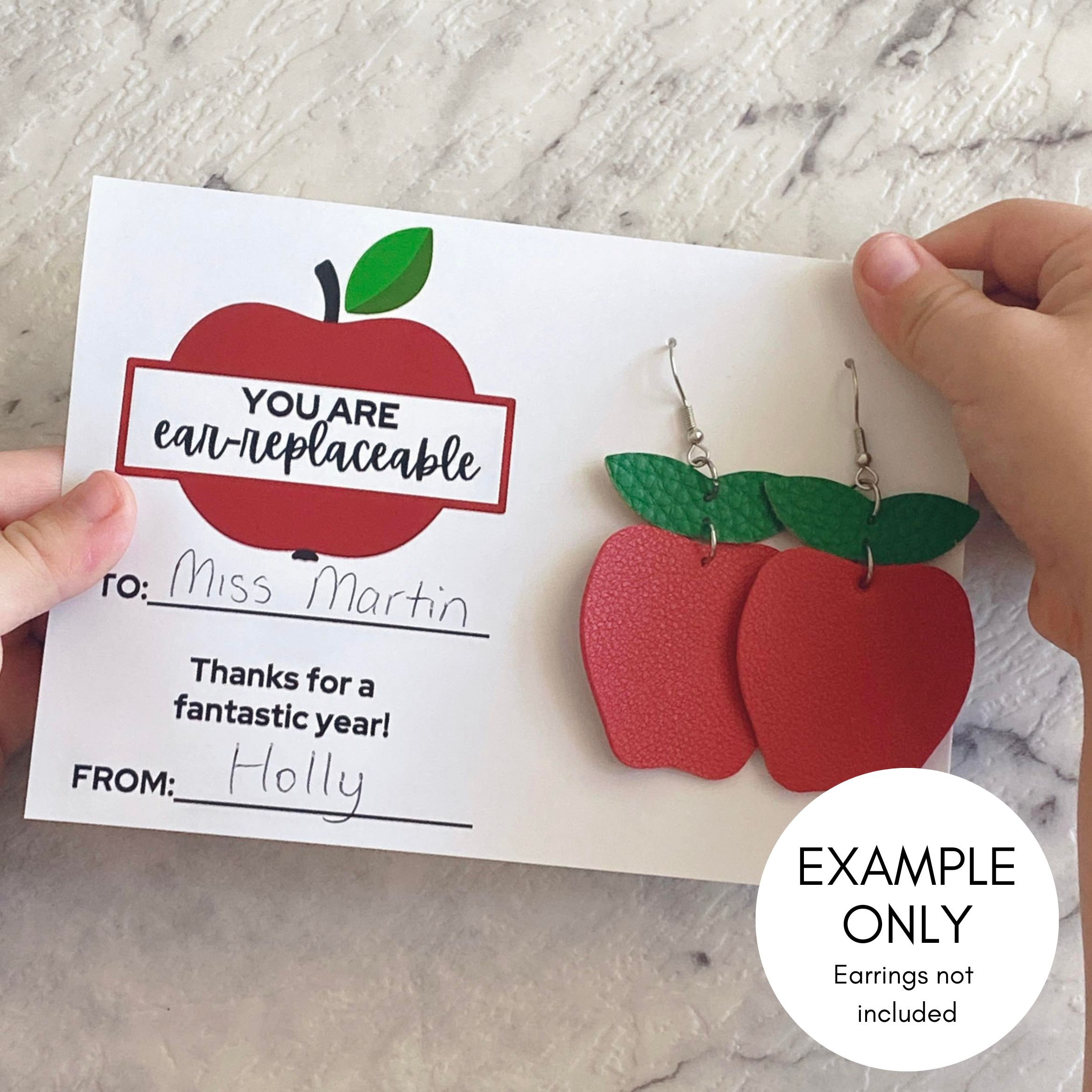 Teacher Earring Apple Gift Tag Printable // Digital Download - Etsy