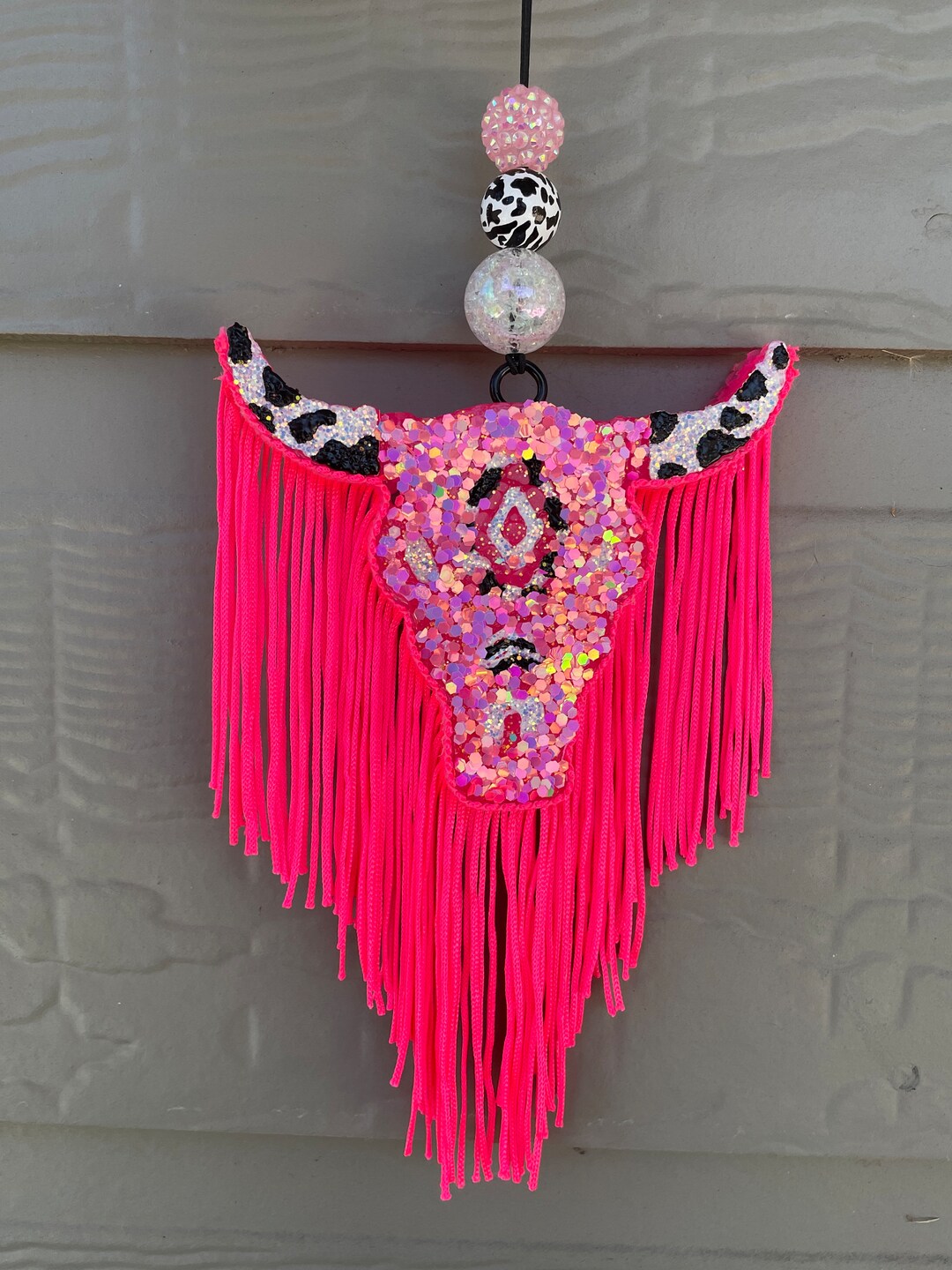 Aztec Bull Car Freshie With Fringe Neon Pink Car Air Freshener Western ...