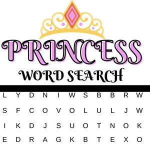 Prince and Princess Word Search for Parents and Teachers, Fun ...