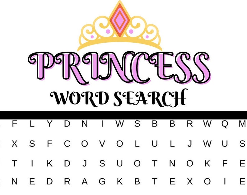 Prince and Princess Word Search for Parents and Teachers, Fun ...