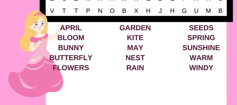 Prince and Princess Word Search for Parents and Teachers, Fun ...