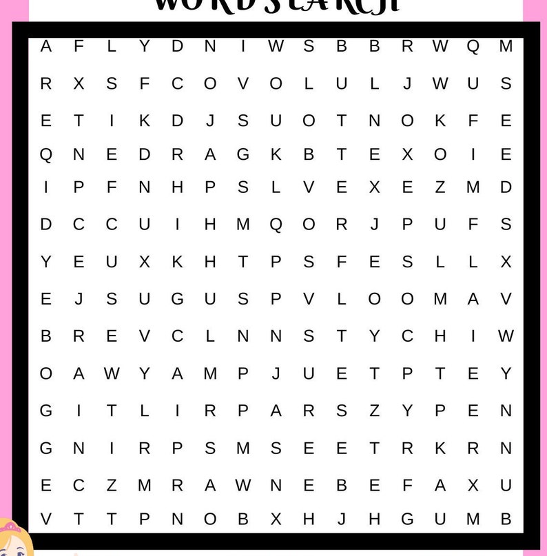 Prince and Princess Word Search for Parents and Teachers, Fun ...