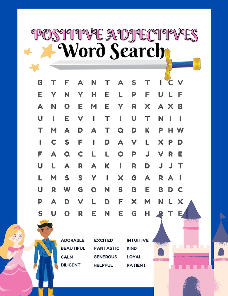 Prince and Princess Word Search for Parents and Teachers, Fun ...