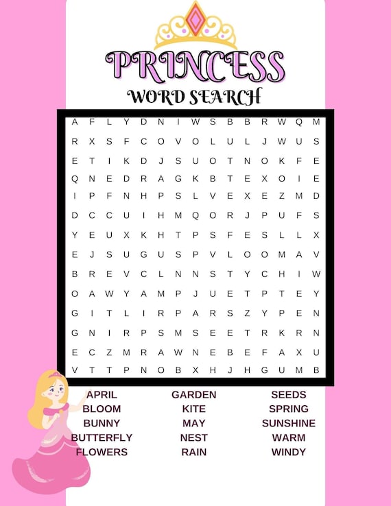 Free Printable Princess Word Search For Kids