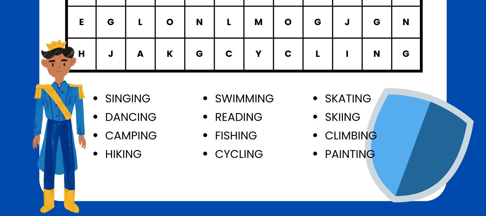 Prince and Princess Word Search for Parents and Teachers, Fun ...