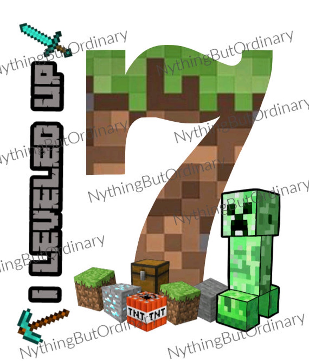Minecraft Birthday Shirt - 7 - Etsy