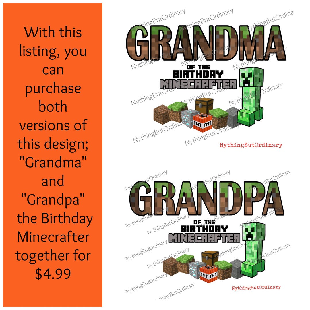Grandma & Grandpa Minecraft Birthday SVG - Etsy