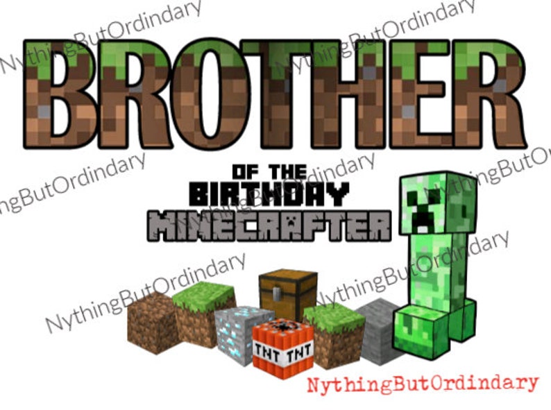 Brother of the Minecrafter Birthday SVG - Etsy