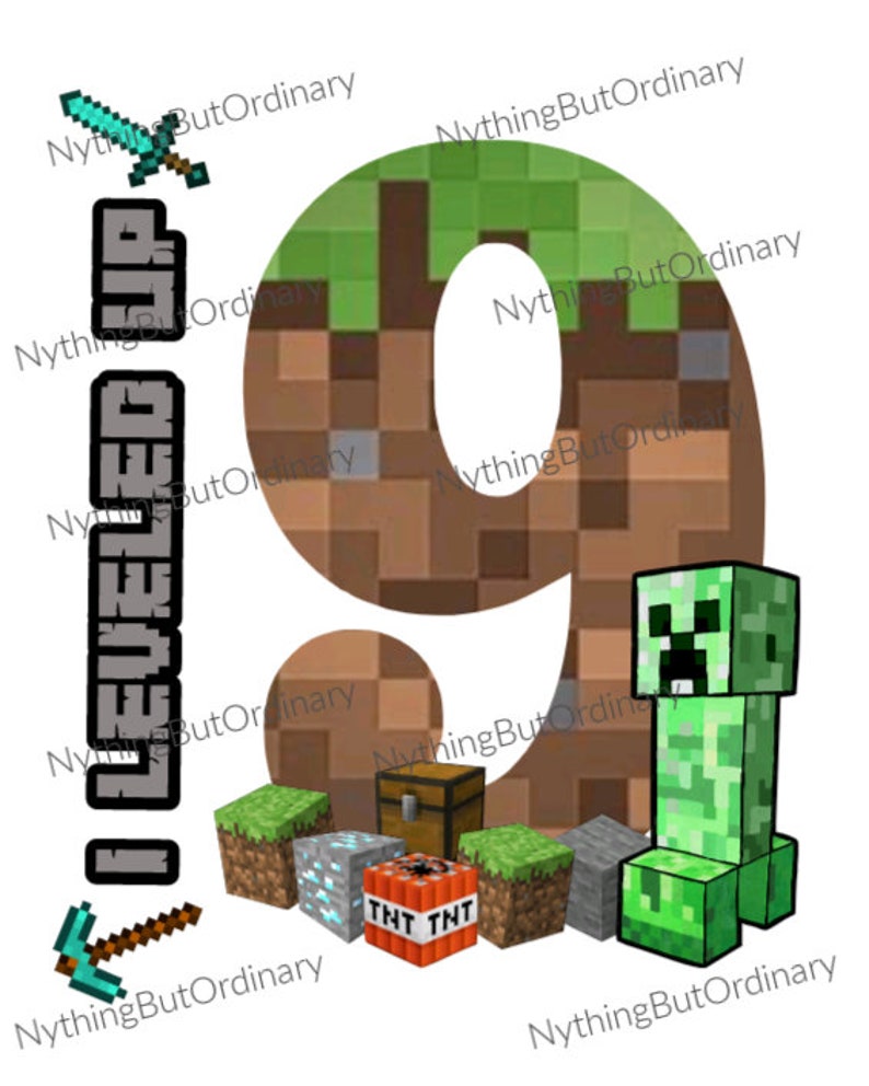 Minecraft Birthday Shirt - 9 - Etsy