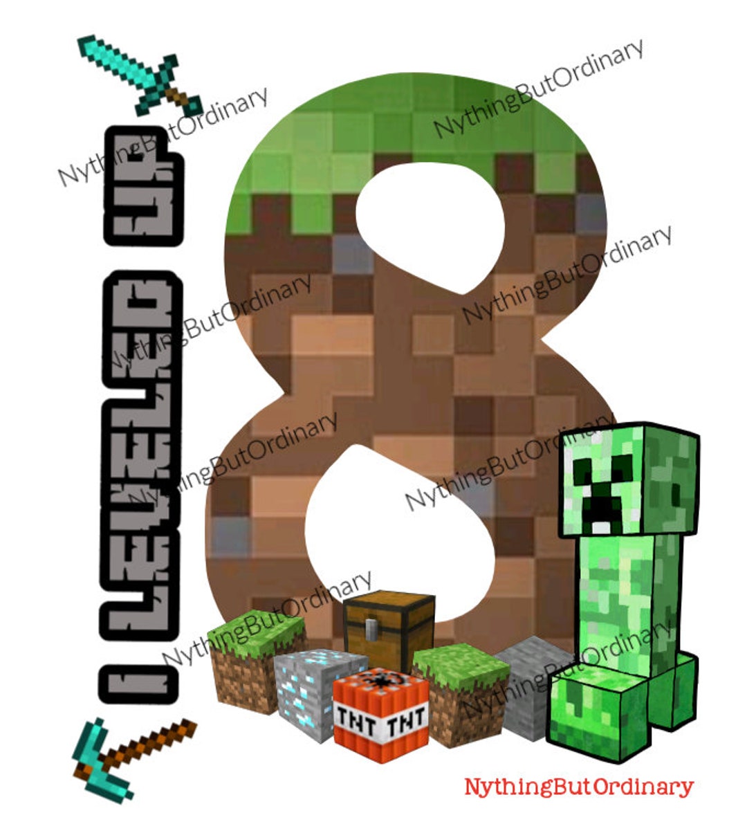 Minecraft Birthday Shirt - Level up 8 - Etsy