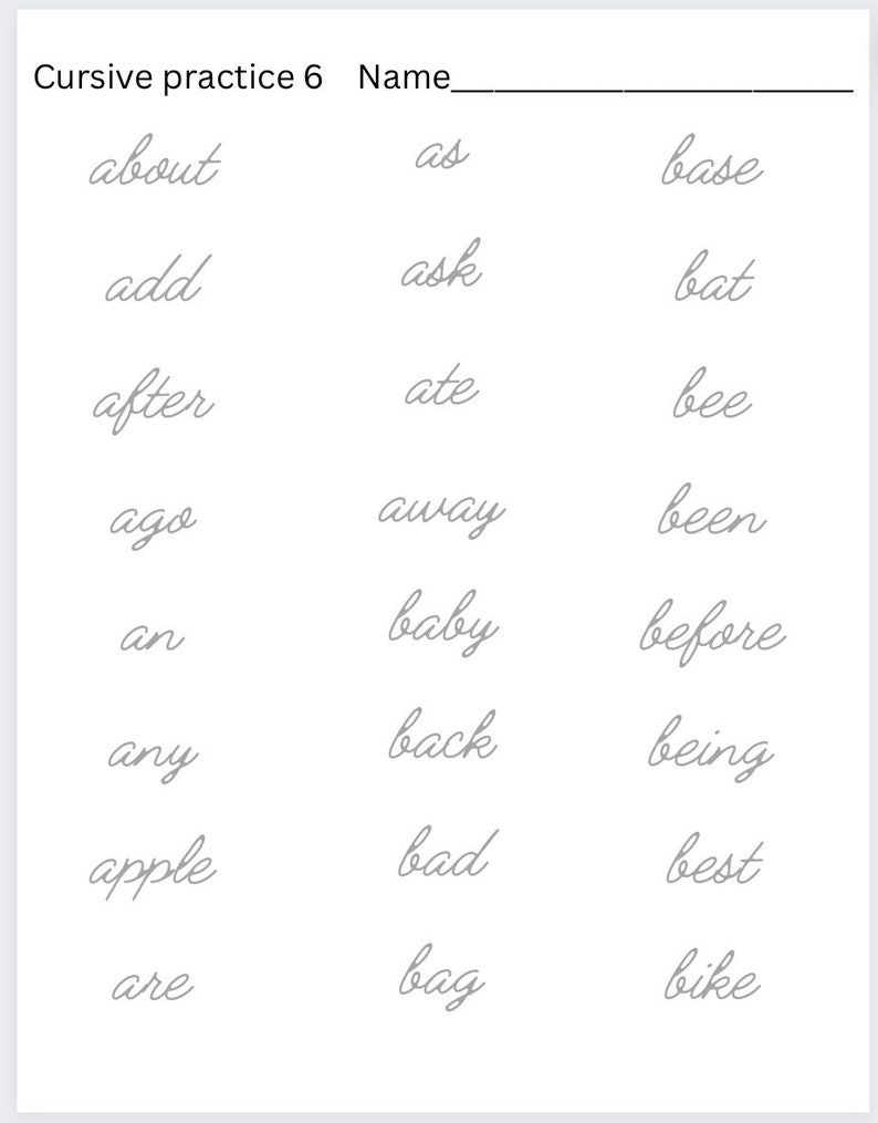 Cursive Practice - Etsy