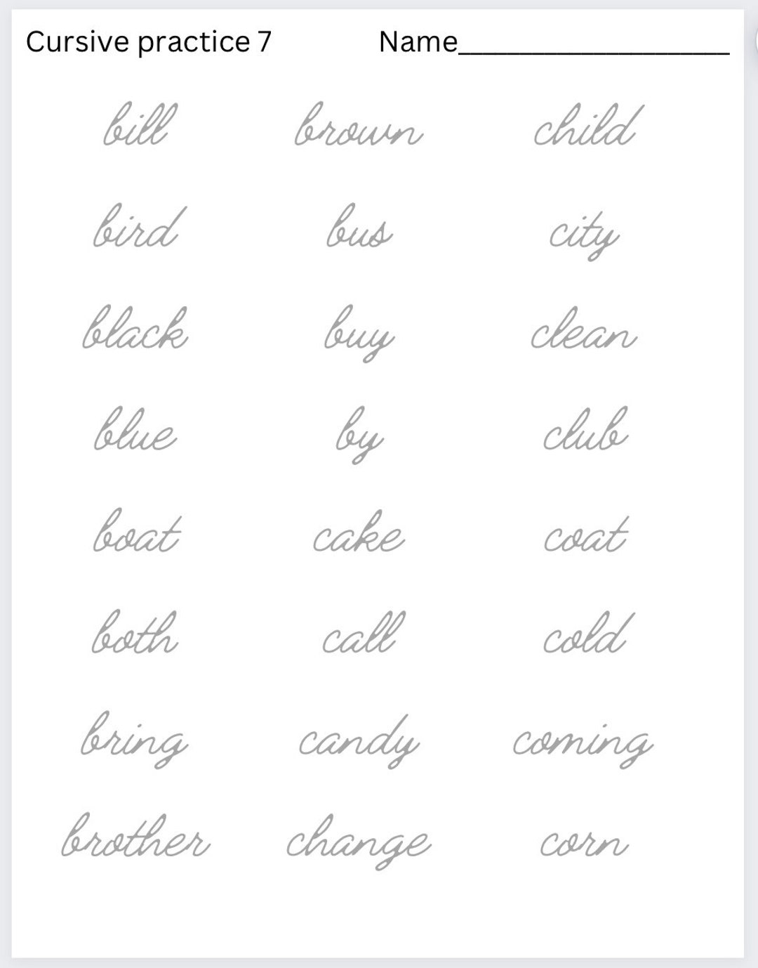 Cursive Practice 7 - Etsy