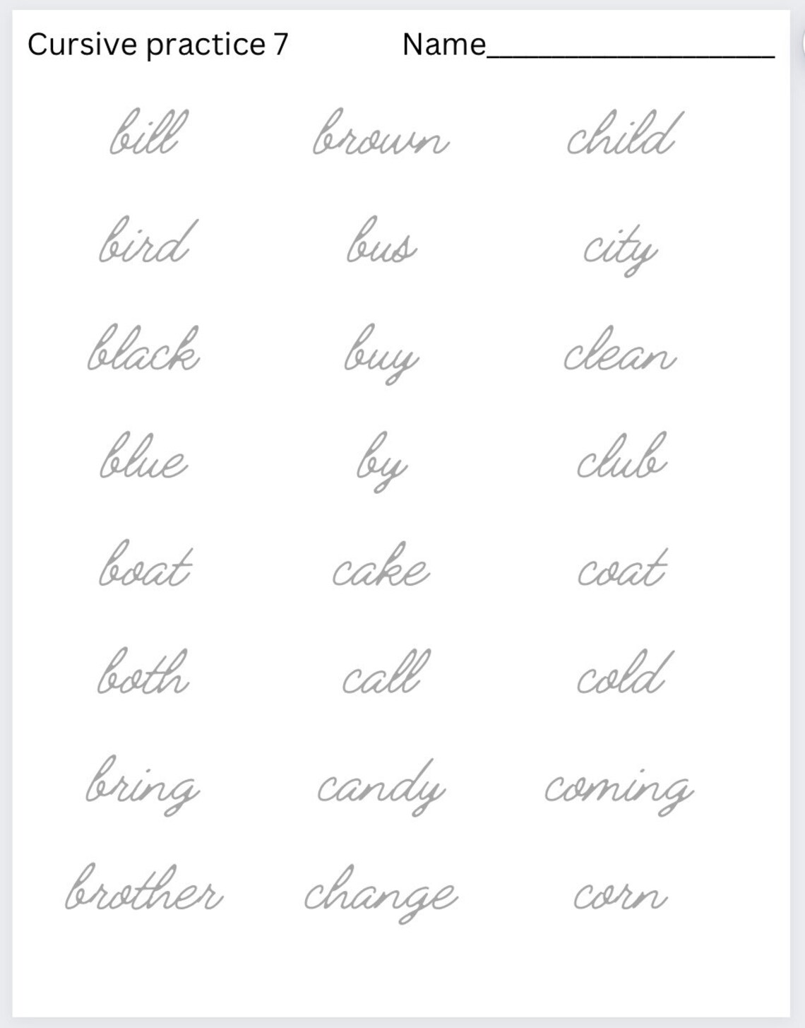 Cursive Practice 7 - Etsy