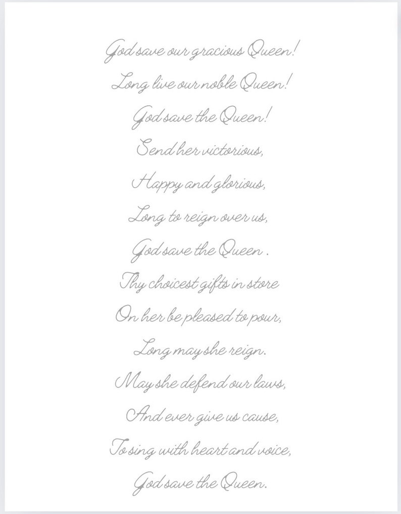 God Save the Queen Cursive Practice - Etsy
