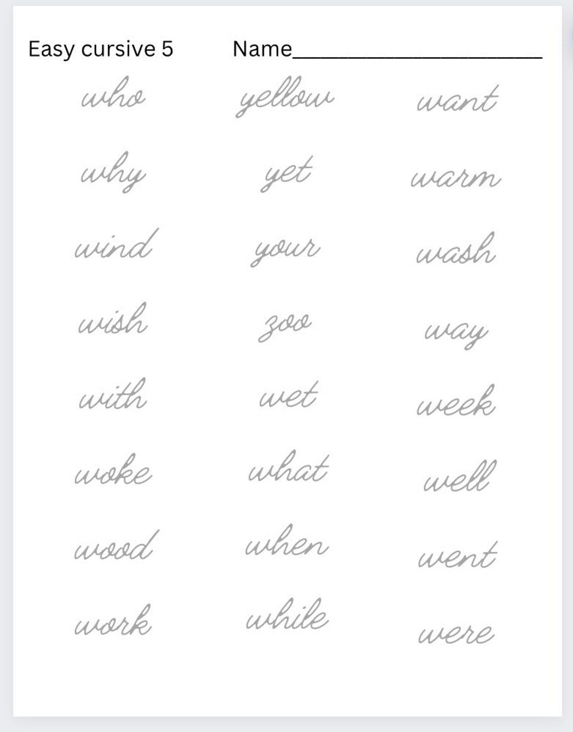 Easy Cursive Page 5 - Etsy