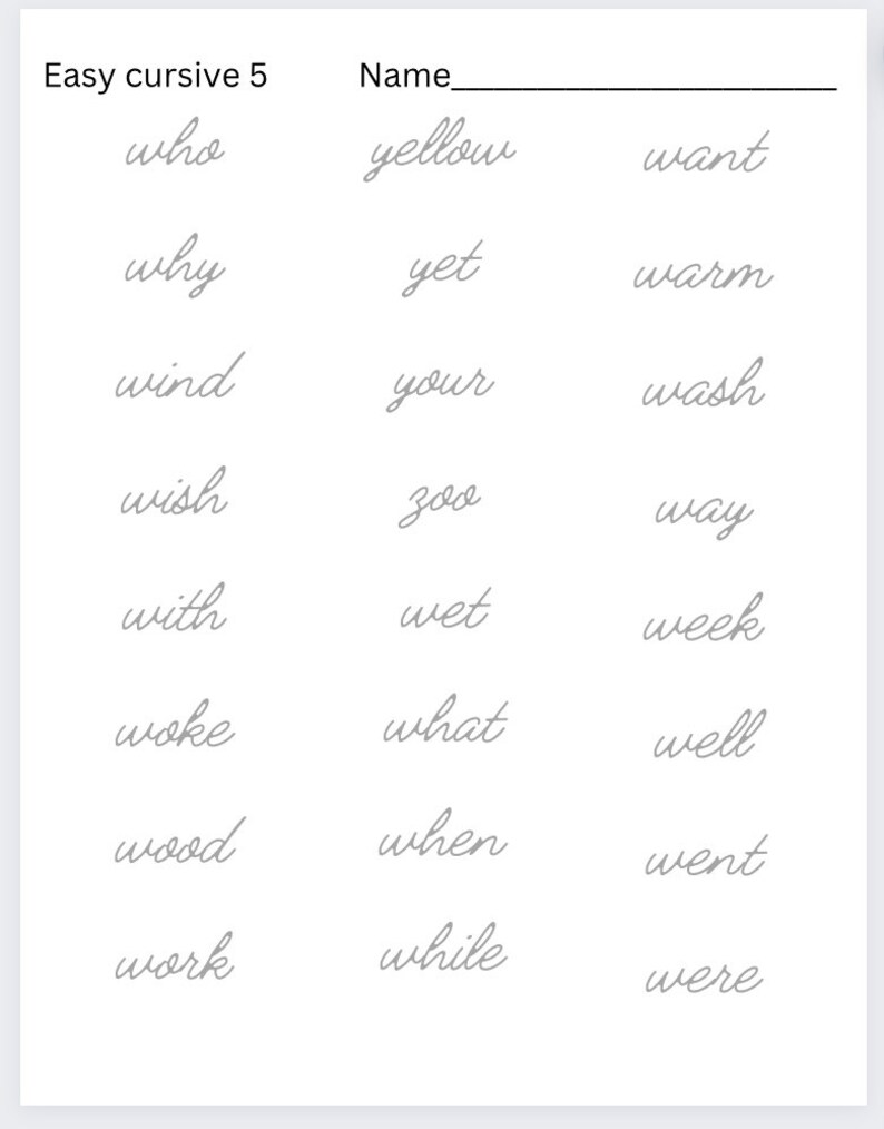 Easy Cursive Page 5 - Etsy