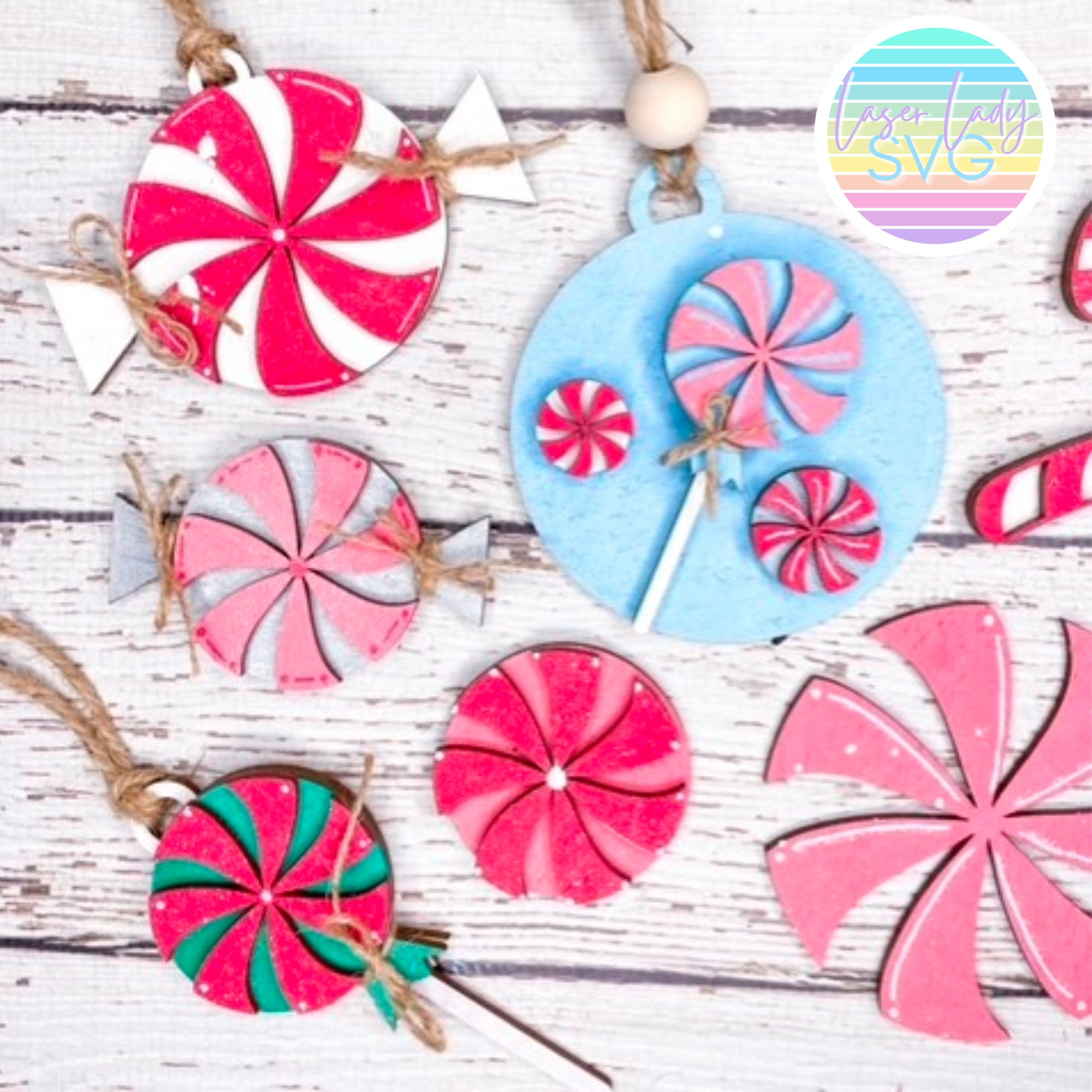 Laser Peppermint Ornament Bundle SVG File, Laser Cut File, Glowforge ...