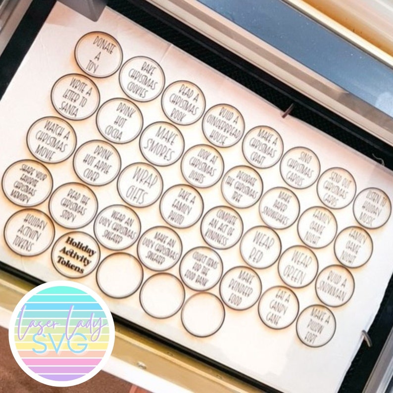 Laser Holiday Token Bundle SVG File, Laser Cut File, Glowforge, Holiday ...