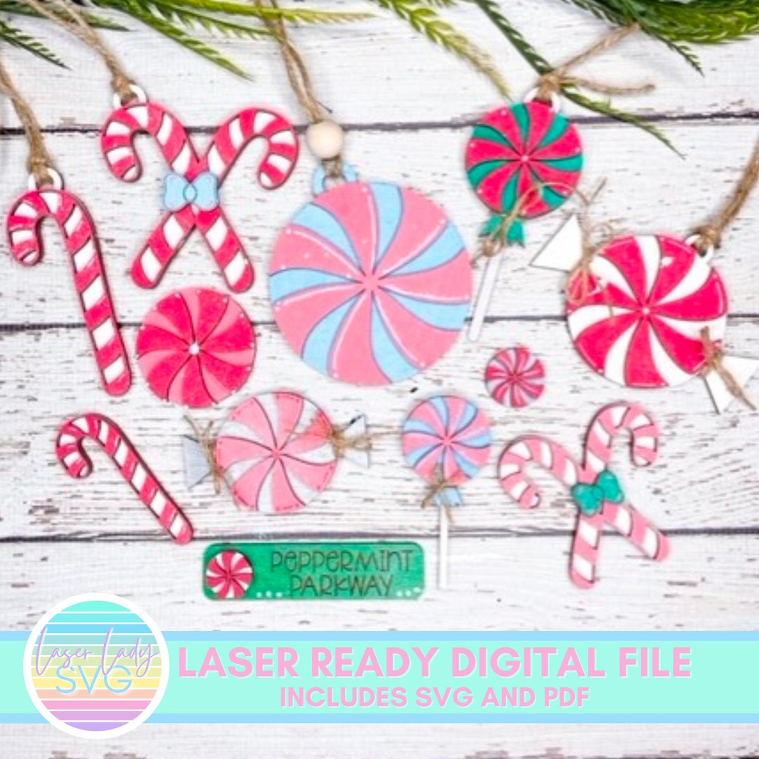 Laser Peppermint Ornament Bundle SVG File, Laser Cut File, Glowforge ...