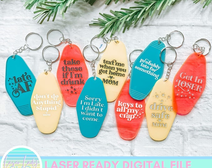 Hotel Keychain Laser File Keychain Svg Key Chain Svg Motel - Etsy