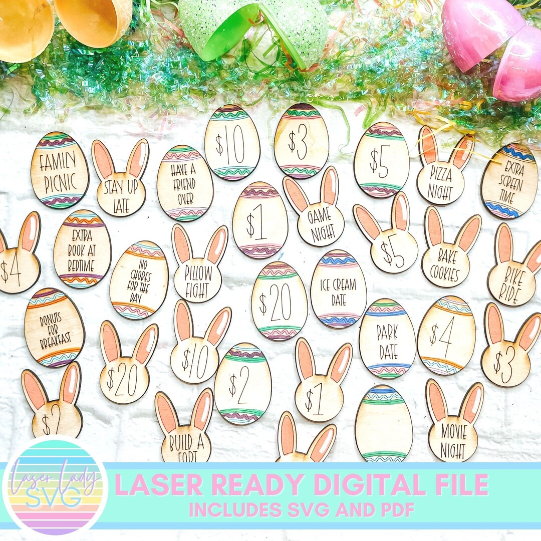 Easter Egg Tokens SVG, Glowforge Laser Digital Download SVG, Easter ...