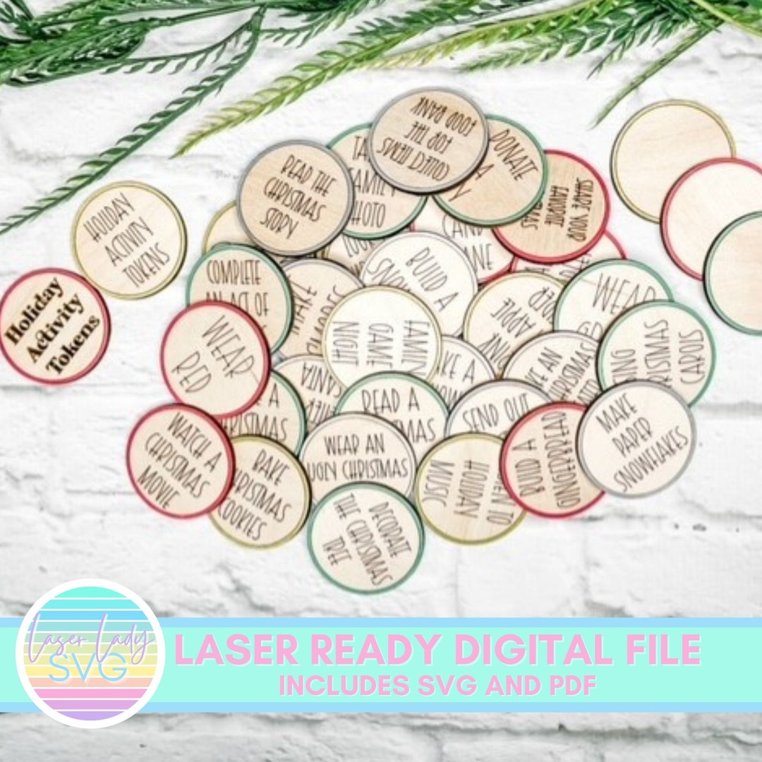 Laser Holiday Token Bundle SVG File, Laser Cut File, Glowforge, Holiday ...