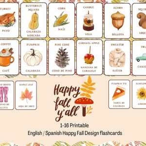 Happy Fall Y'all English/spanish Flashcards, Homeschooling, Learning ...