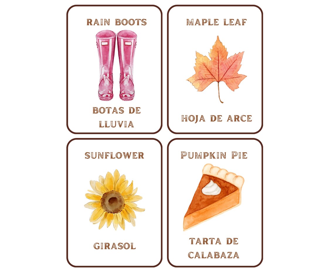 Happy Fall Y'all English/spanish Flashcards, Homeschooling, Learning ...