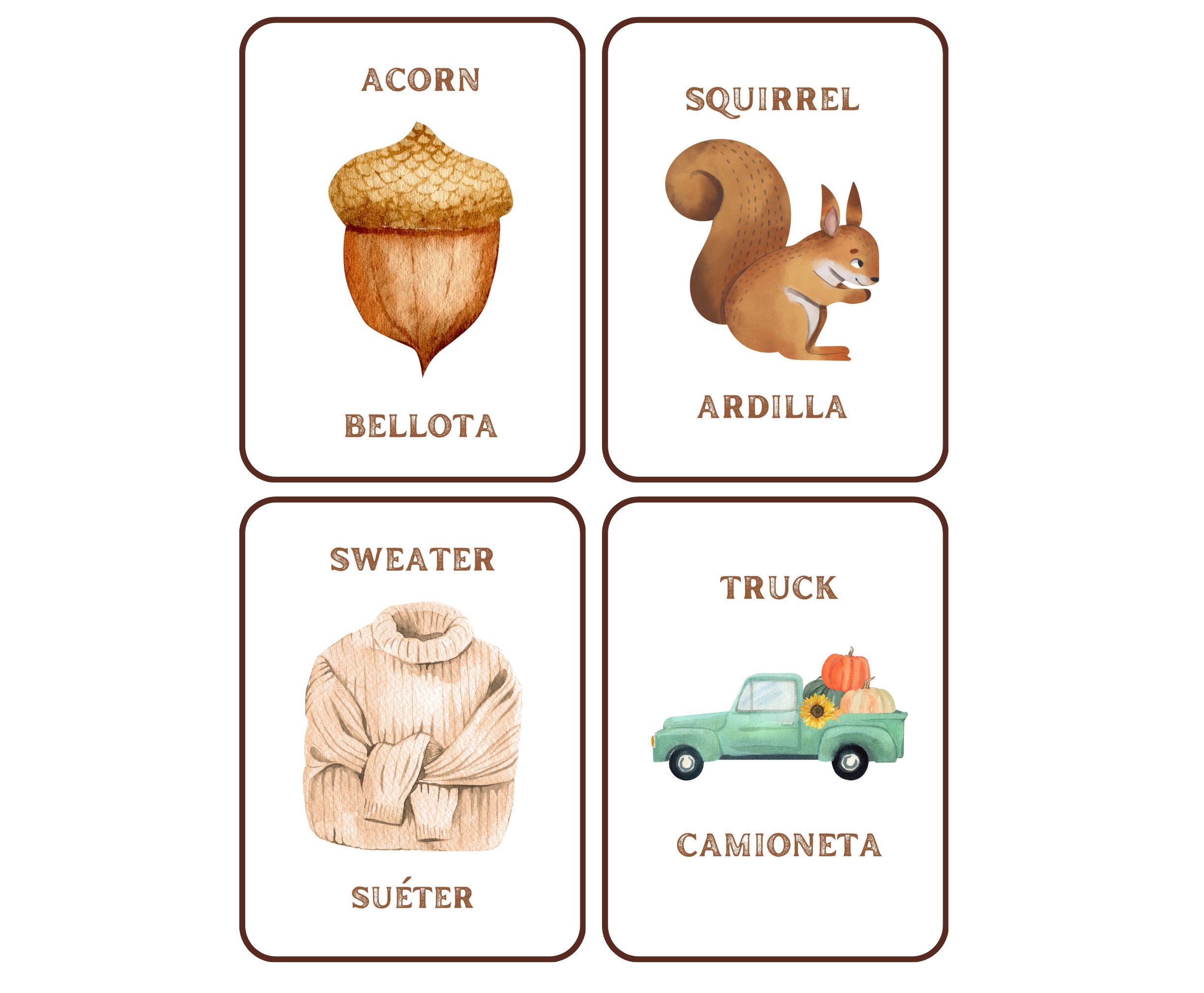 Happy Fall Y'all English/spanish Flashcards, Homeschooling, Learning ...