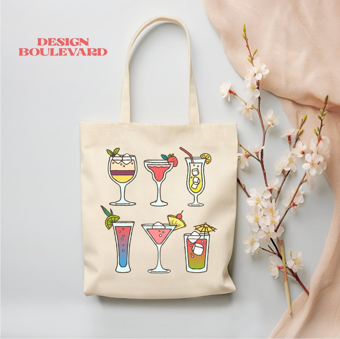 Cocktails Tote Bag, Bartender Gift, Cocktail Lover Canvas Tote ...