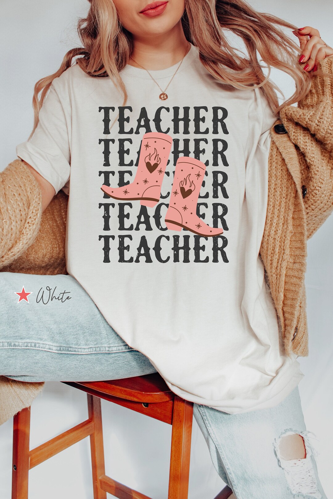 Teacher Cowgirl Boots Shirt, Vintage Western Country Teacher Tshirt ...