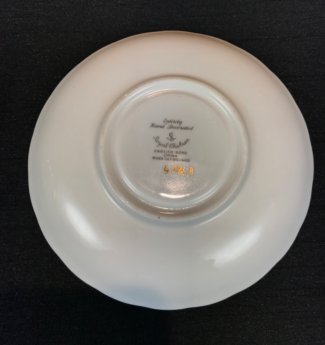 Royal Chelsea Tea Cup and Saucer - Handpainted Gold Ribbons and Blue ...