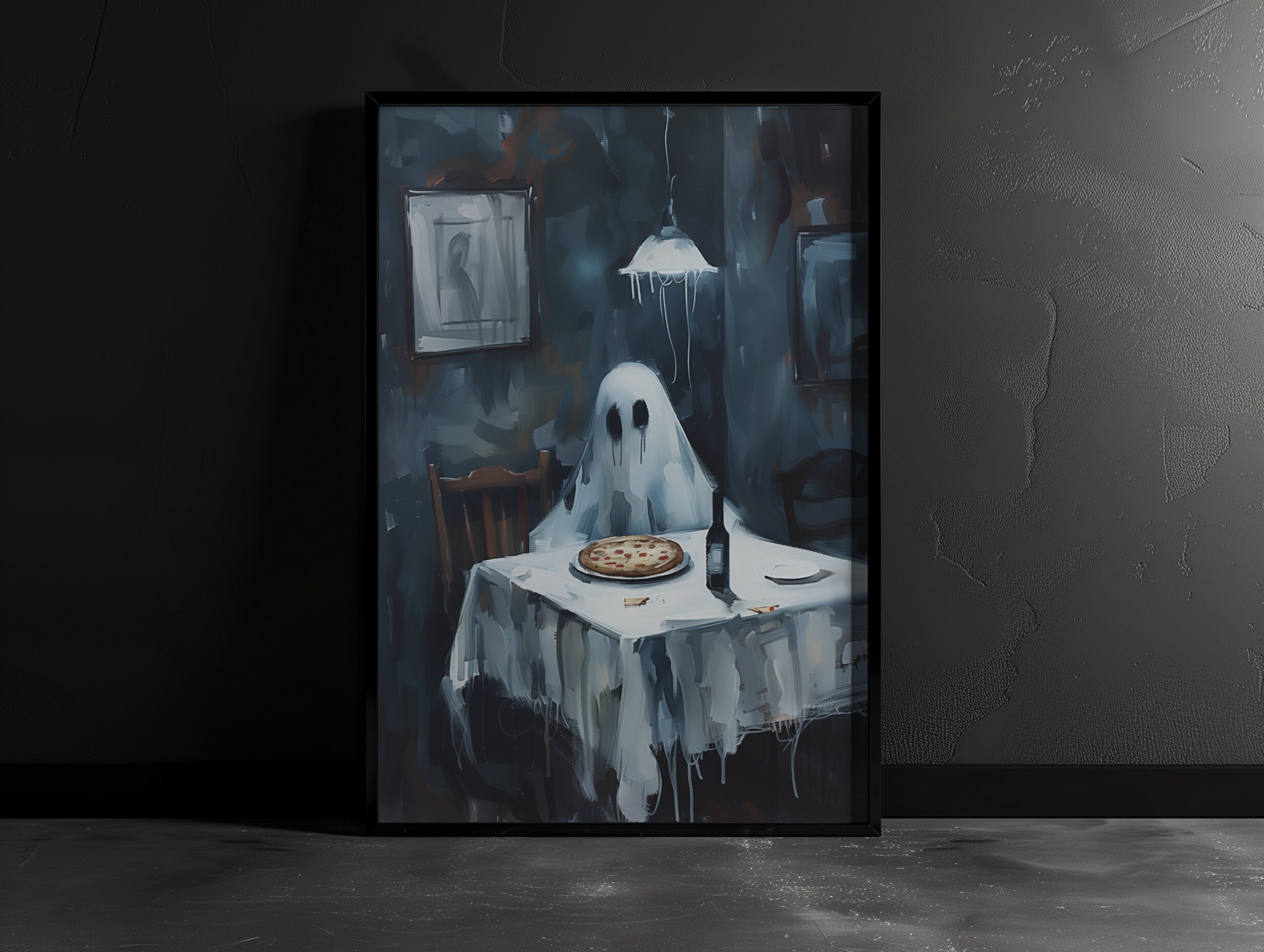 Sad Pizza Ghost, Dark Academia, Vintage Poster, Wall Art, Gothic Retro ...