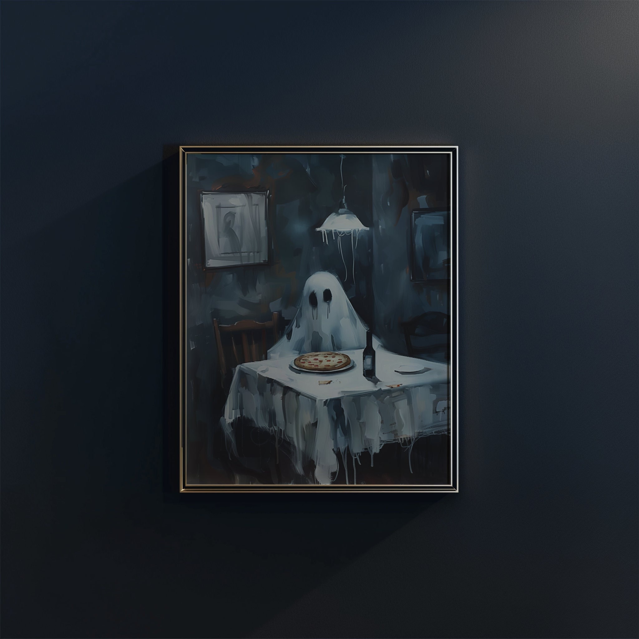 Sad Pizza Ghost, Dark Academia, Vintage Poster, Wall Art, Gothic Retro ...