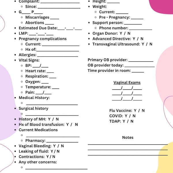 Ob Triage Cheat Sheet - Etsy
