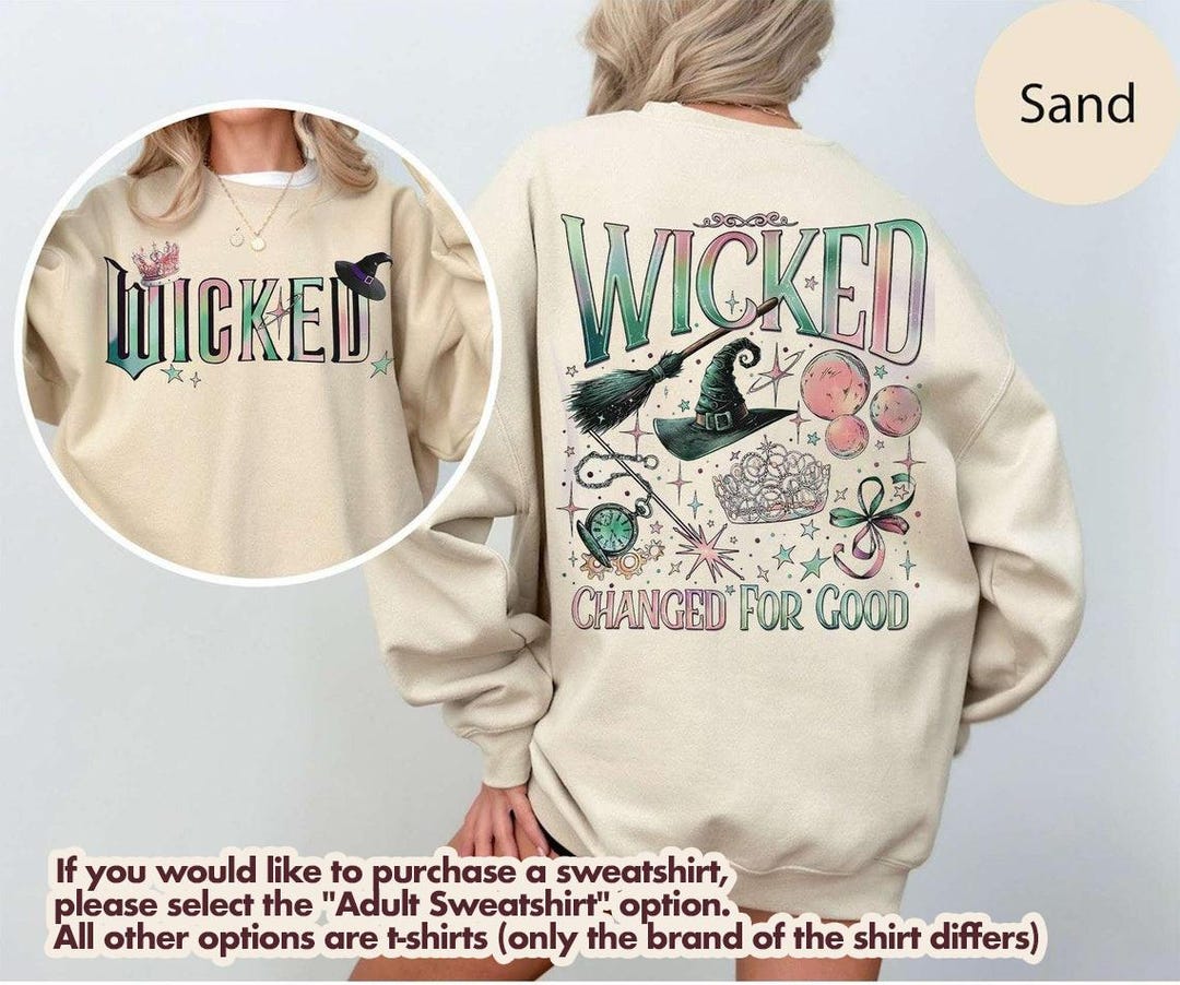 Wicked Movie 2-sided Sweatshirt, Wizard of Oz Fan Apparel, Pink and ...