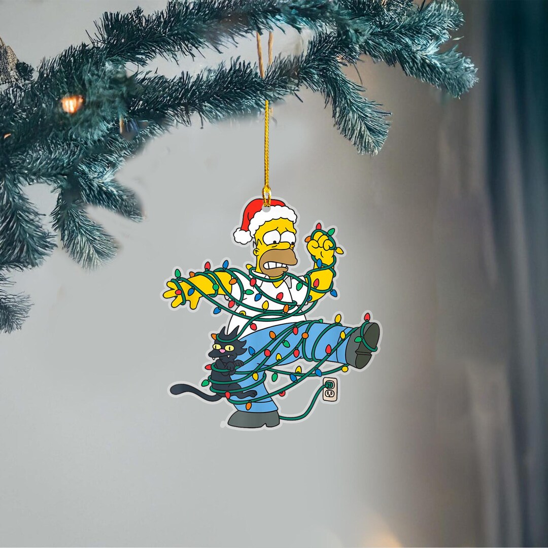 Homer Simpson Christmas Ornament, Funny Simpsons Xmas Ornament, Tangled ...